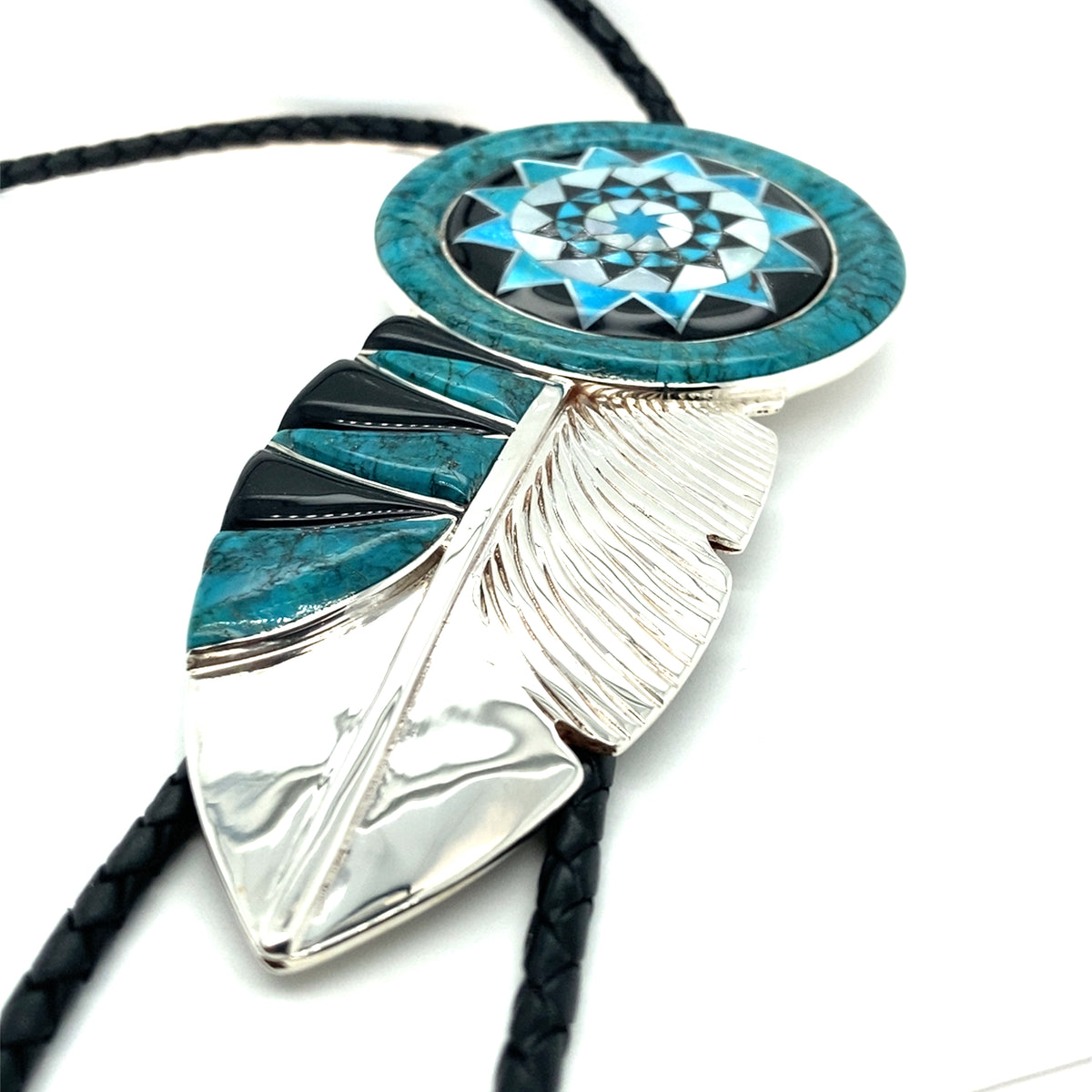 Feather Bolo Pinecone Patchwork Sterling Turquoise – LumbeeJewelry.com