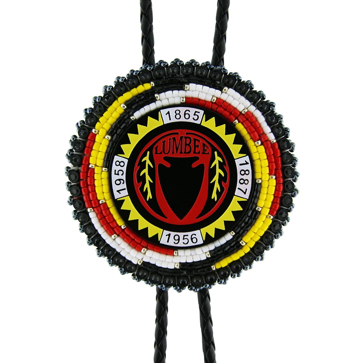 Pinecone Patchwork Beaded Lumbee Bolo – LumbeeJewelry.com