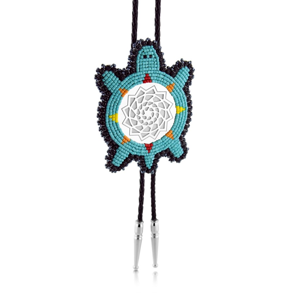 Pinecone Patchwork Beaded Turtle Bolo – LumbeeJewelry.com
